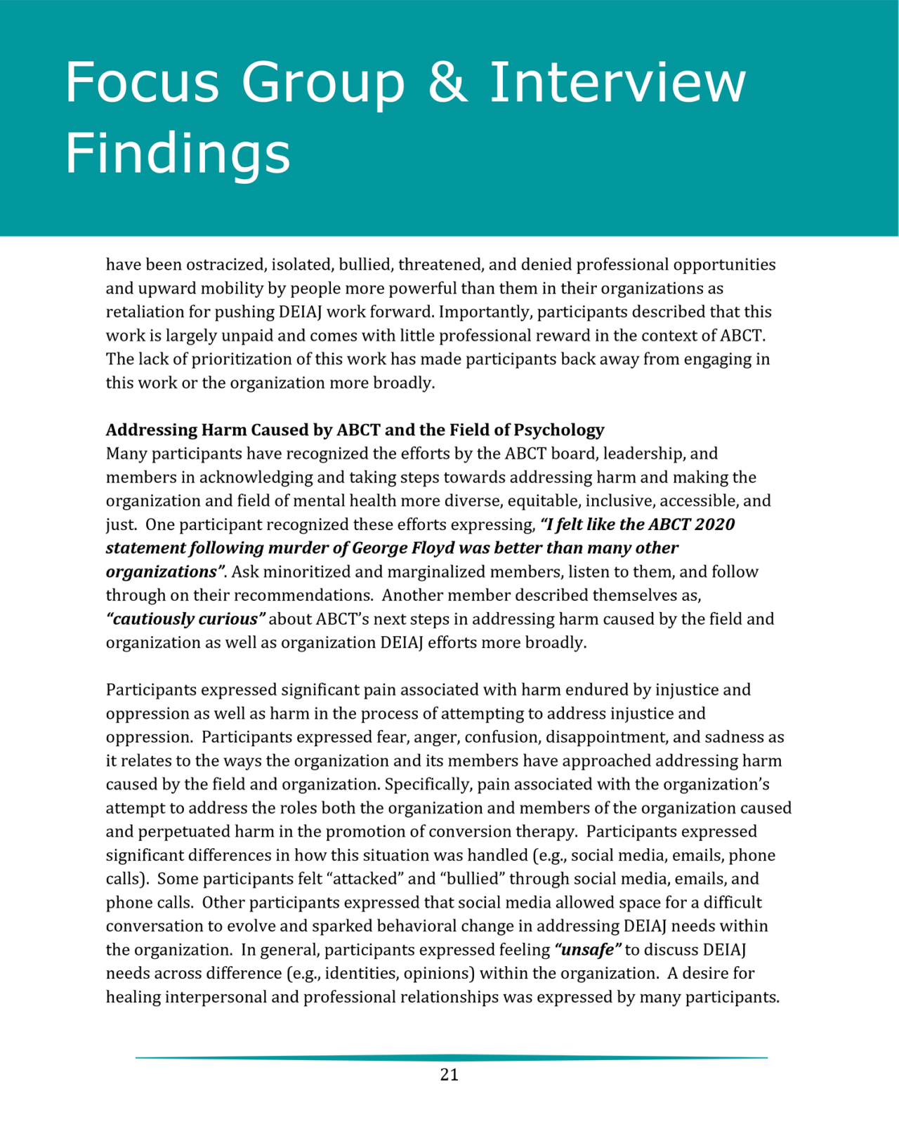 ABCT & BARE Reports on Diversity, Equity, Inclusion, Access and Justice ...