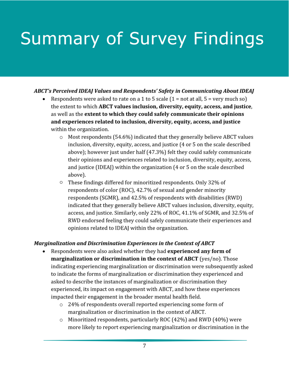 ABCT & BARE Reports on Diversity, Equity, Inclusion, Access and Justice ...